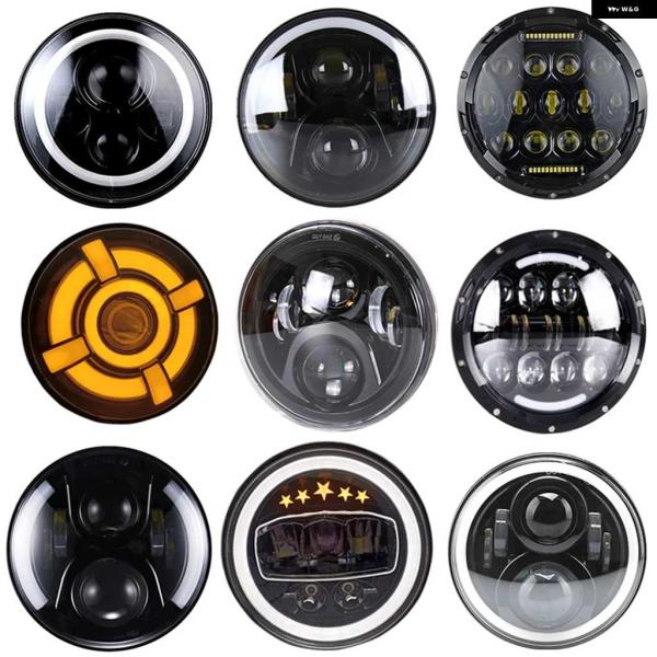 オートバイ バイク 7インチ LED ヘッドライト 7インチ LED DRL H4 ハローリング アンバー ウィンカー ヘッドランプ JEEPJK TJ ツーリング LADA 4X4 YAMAHA NIVA カスタム パーツ アクセサリーH...