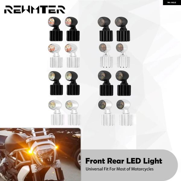 オートバイ フロント リア LED ミニブレーキ インジケーター ライト ウィンカー ランニング ブリンカーランプ ハーレー ソフテイル ツーリング FLHR XL BMW カスタム パーツ アクセサリーBattery Included:N...