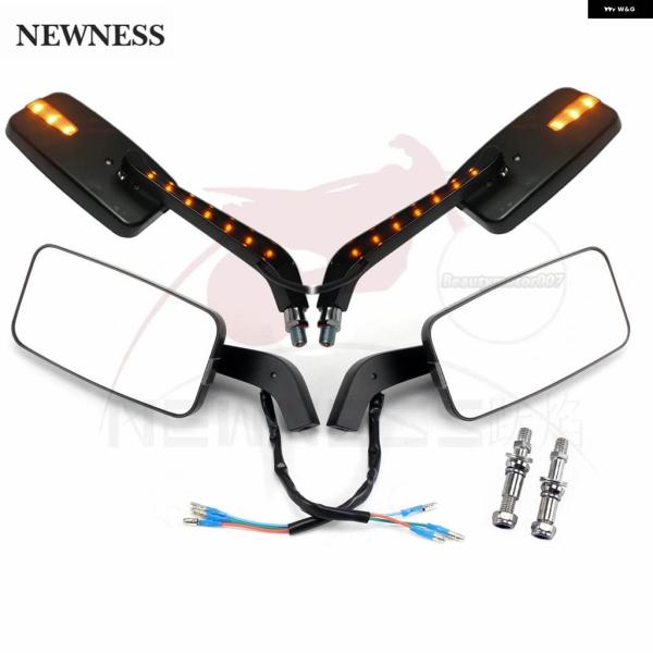 オートバイ アンバー 色 LEDウィンカー ハーレー チョッパー ホンダ ヤマハ スズキ カワサキ 統合型レーシングミラー カスタム パーツ アクセサリーItem Width:2.75inchItem Weight:0.4kgItem He...