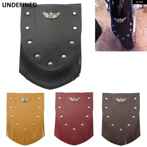 バイク フェンダーマッド フラップ レザータッセルスカルフロントフェンダー トリム ハーレー スポーツスター 883 1200 XLソフテイルダイナFXD 汎用 カスタム パーツ アクセサリーProtective parts:Frame P...