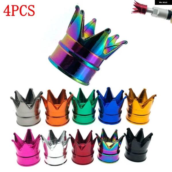 1/4個 クリエイティブクラウン 車ホイール タイヤ エア バルブ ステムキャップ ダストカバー カー スタイリング カスタム パーツ アクセサリーHigh-concerned chemical:NoneMaterial:Aluminum ...