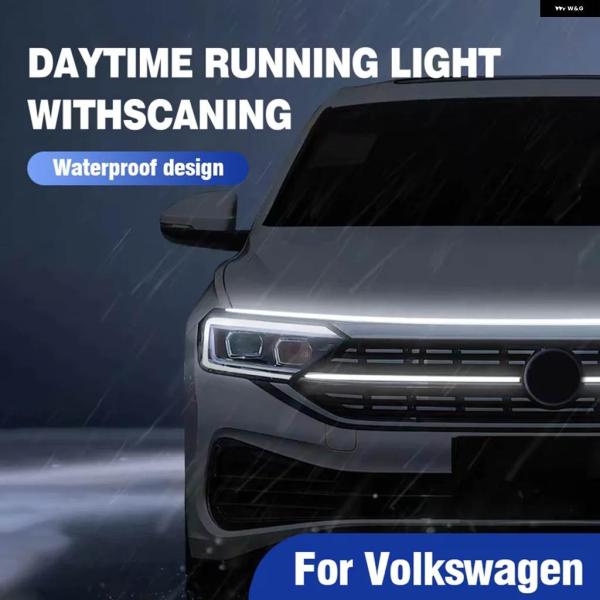 VW フォルクスワーゲン ゴルフ GTI MK7 ポロ パサート B7 B8 MK6 ジェッタ ボーラ 12V スキャン スターティング カー フード ライト ストリップ LED デイタイム カスタム パーツ アクセサリーFor Vehic...