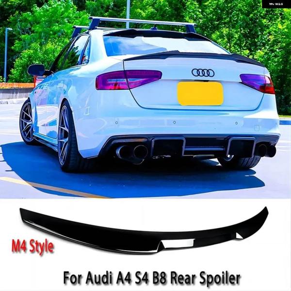 AUDI A4 S4 B8 B8.5 セダン 2009-2016 M4 スタイル リアスポイラー ウィング カー リアトランク ブート リップ スポイラー キャップ リップ ブート カバー カー スタイリング カスタム パーツ アクセサリー...