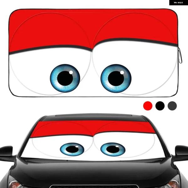 150*70CM カートゥーンアイ 車用サンシェード フロントウィンドウカバー UVカット シールド 車用サンバイザー ヒートプロテクター 車内 カスタム パーツ アクセサリーPRODUCT APPLICATION SCENARIOS:OT...
