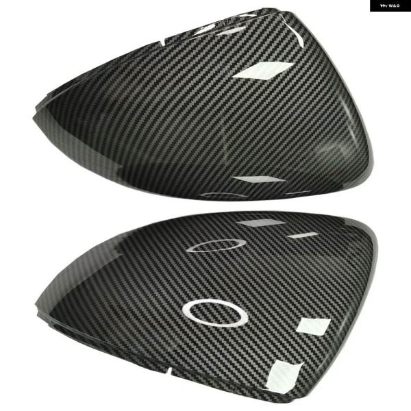 2ピース カーボンサイドミラーカバーキャップ VW ゴルフ MK7.5 MK7 GTI 7 7.5 RLINE R VII MKVII スポーツワーゲン スポーツバン E-ゴルフ 2013-2019 カスタム パーツ アクセサリーHIGH-...