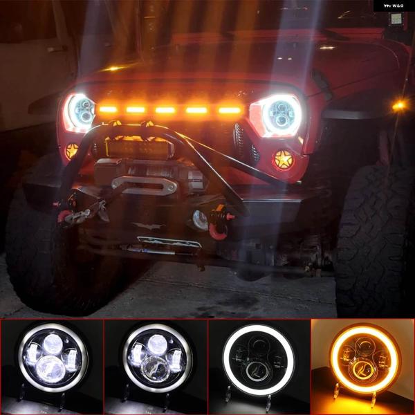 7 インチ LED ヘッドライトハイ/ロービーム DRL 7 インチラウンドオートバイヘッドランプハーレーラングラー JK LJ CJ ハマー H1 H2 カスタム パーツ アクセサリーHIGH-CONCERNED CHEMICAL:NON...