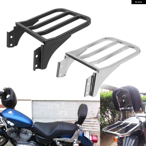 ハーレー スポーツスター XL 04-17 ダイナ 06-17 ソフテイル 84-05 FLST FLSTC LSTSC 06-17 バイク リア シシーバー バックレスト ラゲッジラック カスタム パーツ アクセサリーHIGH-CONCE...