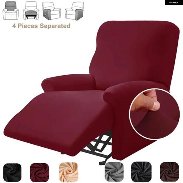 4点セット 無地 ストレッチ リクライニングソファカバー リビングルーム 伸縮性 滑り止め アームチェアカバー オールインクルーシブ カウチ スリップカバー カスタム パーツ アクセサリーCRAFT OF WEAVING:KNITHIGH-...
