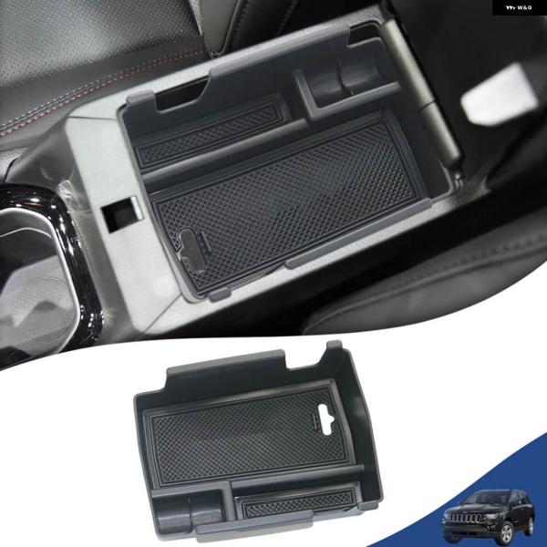 車用セントラルコンソール アームレスト 収納ボックス オーガナイザートレイ ジープ コンパス 2022 2023 2024 収納 内装 ABS樹脂 カスタム パーツ アクセサリーTYPE:ARMREST BOX STORAGEBRAND N...