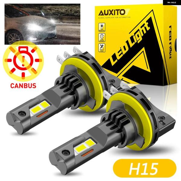 2個 H15 LED ヘッドライト ターボ CANBUS アンチエラー スポットライト フォルクスワーゲン ゴルフ 6 7 フォード アウディ シュコダ ハイビーム DRL ホワイト 12V カスタム パーツ アクセサリーHigh-conc...