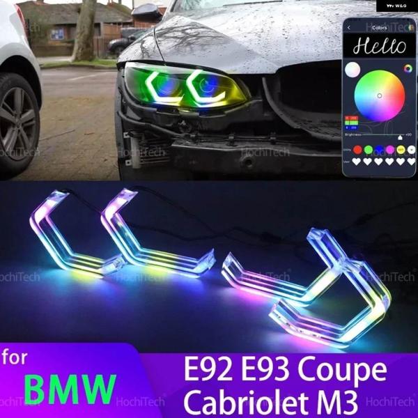 325XI 330XI 330XD M4 スタイル マルチカラーRGB LEDエンジェルアイキット ハローリング BMW E92 E93 クーペ コンバーチブル カブリオ M3 2006-2013 カスタム パーツ アクセサリーHigh-c...