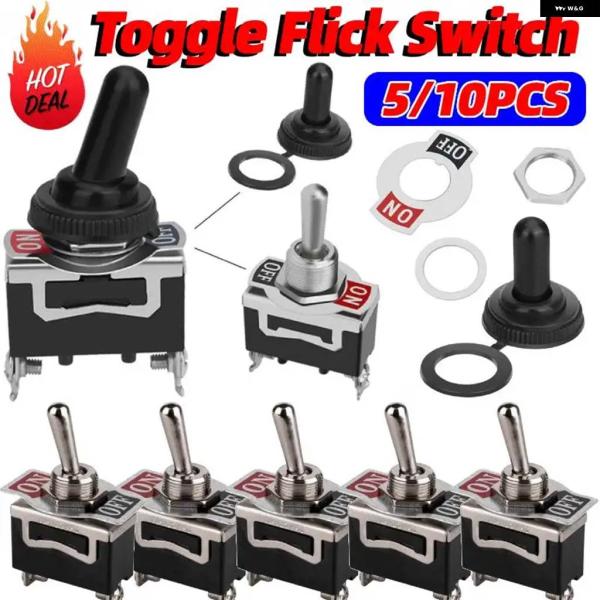 5/10個 12V トグルフリックスイッチ 防水 カバー ロッカースイッチ 車 ボート オン/オフ SPST 端子トグルスイッチ カスタム パーツ アクセサリーHigh-concerned chemical:NoneBrand Name:S...