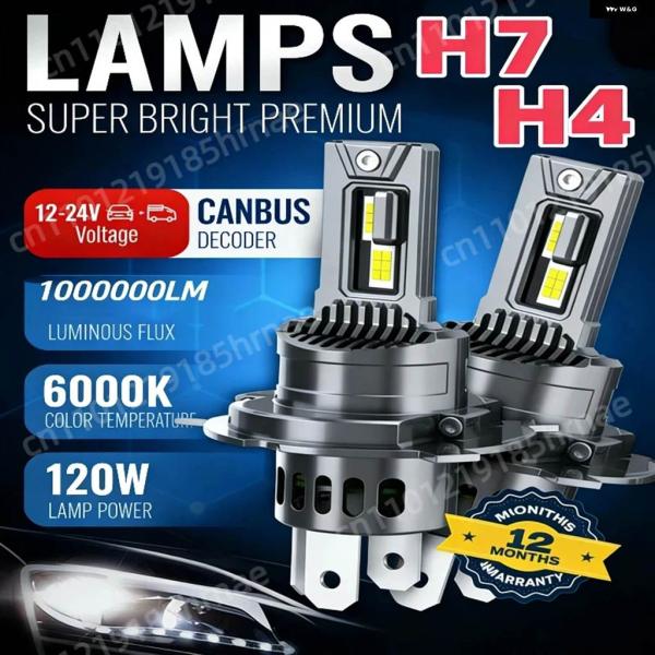H4/H7 2個 車用LED ヘッドライト 1000000LM 1:1 直接挿入 6000K H7 ハイネススポットライト LED ヘッドライト 2026 カスタム パーツ アクセサリーHigh-concerned chemical:Non...