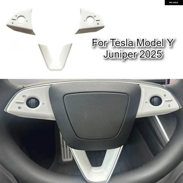 テスラ モデルY ジュニパー 2025 モデル3 ハイランド ステアリングホイール ボタン ステッカー カバー パッチ 車内 カスタム パーツ アクセサリーHigh-concerned chemical:NoneSticker Placem...
