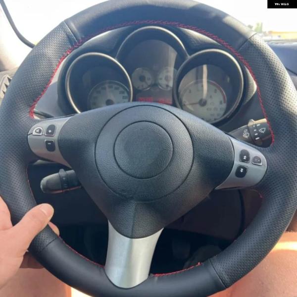 DIY レザー 147 2000-2010 GT 2004 - 10 カー ステアリング ホイール カバー アルファロメオ カスタム パーツ アクセサリーHigh-concerned chemical:NoneSize:25*10*5Spe...