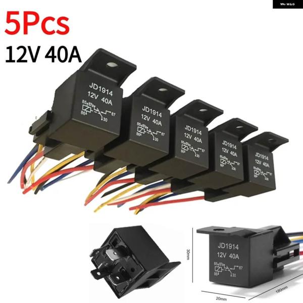 5個 防水 リレー 12V 24V 5ピン 40A 車載リレー 赤銅端子リレーソケット SPDT ハーネス ケーブル カスタム パーツ アクセサリーHigh-concerned chemical:NoneSpecial Features:A...