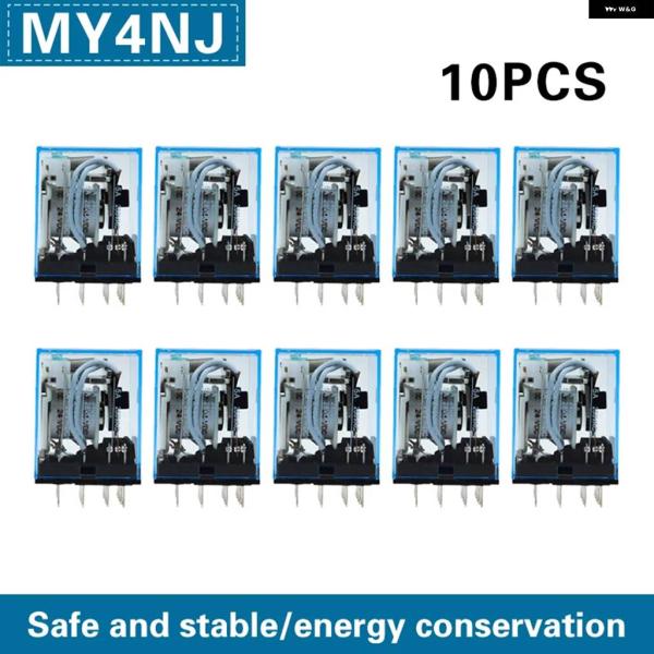 10個 MY4NJ HH54P MY4N-J 14ピン AC/DC 6V 12V 24V 36V 48V 110V 220V ミニリレー ミドル電磁リレー カスタム パーツ アクセサリーContact Arrange:SPDTHigh-co...