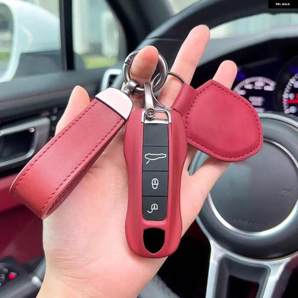 ABS ボルドーレッド カーリモートスマートキーケースカバー ポルシェ パナメーラ マカン 718 タイカン 911 ケイマン ボクスター 9YA 971 カスタム パーツ アクセサリーHigh-concerned chemical:Non...