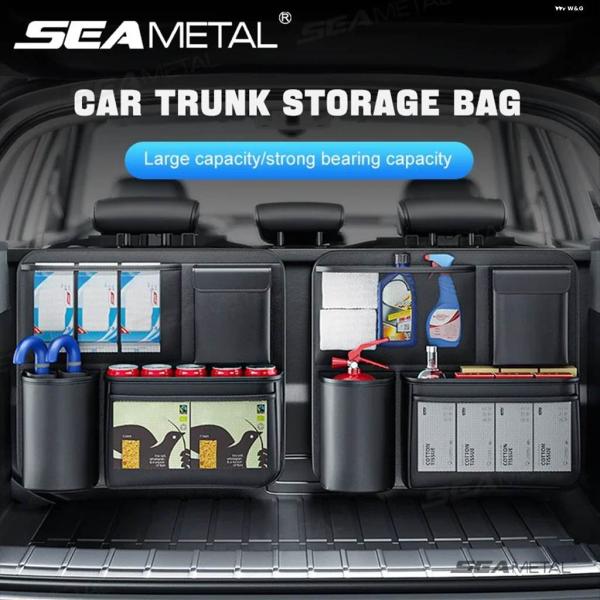 トランク レザー 収納 バッグマルチポケットシートバックツール オーガナイザー 面ファスナー 収納 ポーチ SUV MPV カスタム パーツ アクセサリーHigh-concerned chemical:NoneType:Trunk Box ...