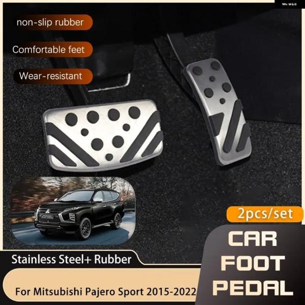 AT MT CAR フットペダル 三菱 PAJERO MONTERO SHOGUN SPORT 2015~2022 ガスブレーキ ステンレス 滑り止めペダル カスタム パーツ アクセサリーHigh-concerned chemical:No...