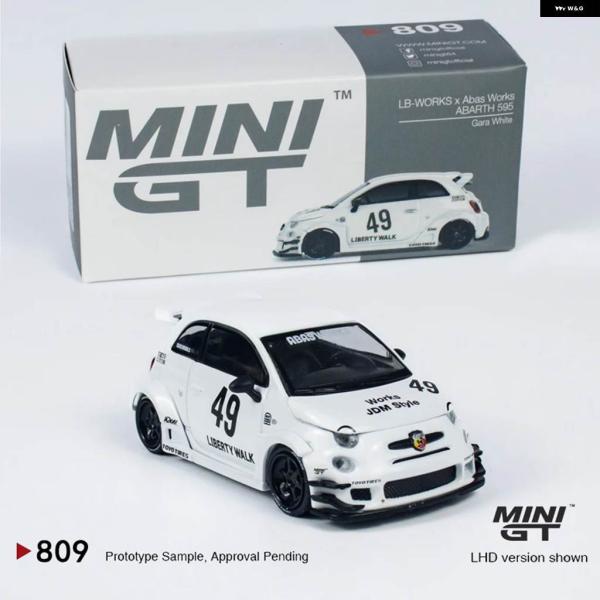 MINIGT 1:64 LB-WORKS X ABAS WORKS アバルト 595 GARA ホワイト アロイカー モデル 809 カスタム パーツ アクセサリーHigh-concerned chemical:NoneIs Electri...