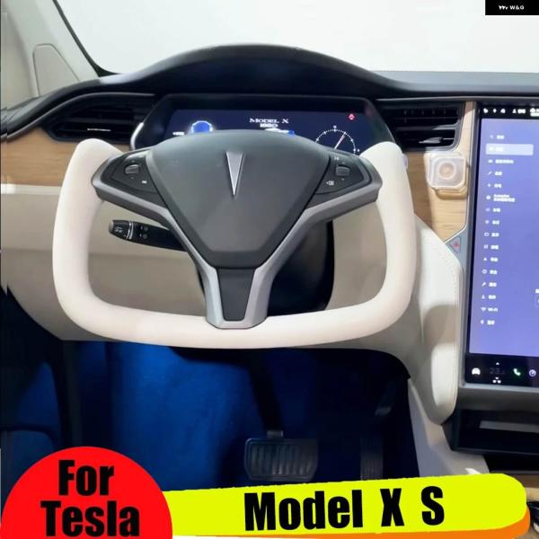 IZE モデルS ヨーク ステアリングホイール ナッパレザー カーボン ステアリングホイール ヒート テスラ モデルX 2014-2020 ヨークハンドル カスタム パーツ アクセサリーHigh-concerned chemical:Non...