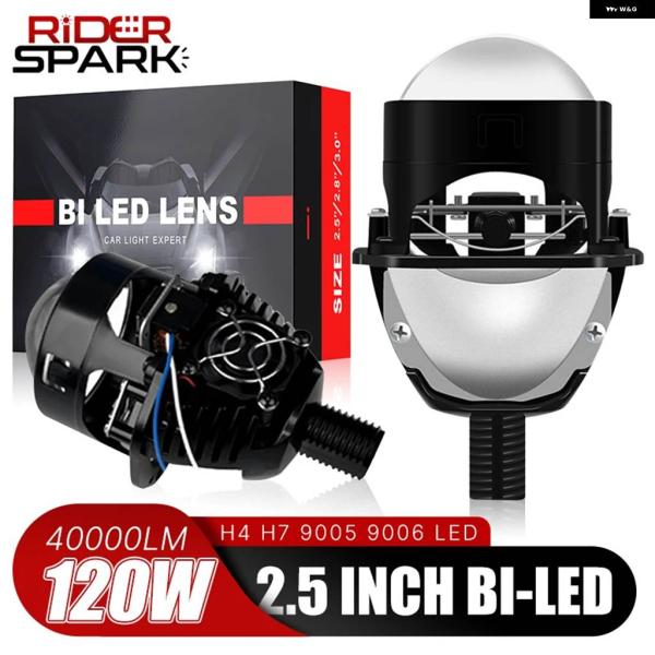 2.5インチ BI LED プロジェクターレンズ ハローライト H4 H7 9005 9006 車用 ヘッドライト 40000LM 120W エンジェルアイ ハイロービーム LED ランプキット カスタム パーツ アクセサリーHigh-co...