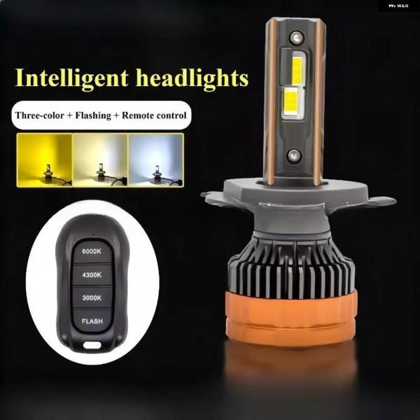 2個 H4 トリコロール リモコン LED ヘッドライト H1 H7 H11 HB3 9005 HB4 9006 6500K 4300K 3000K 車用 ヘッドライト カスタム パーツ アクセサリーHigh-concerned chemi...