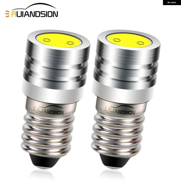 2個 COB 2W E10 LED 電球 E10 DC 3V 6V 12V 計器用 電球 E10 インジケーター 電球 旧式懐中電灯 電球 カスタム パーツ アクセサリーHigh-concerned chemical:NoneFor Veh...