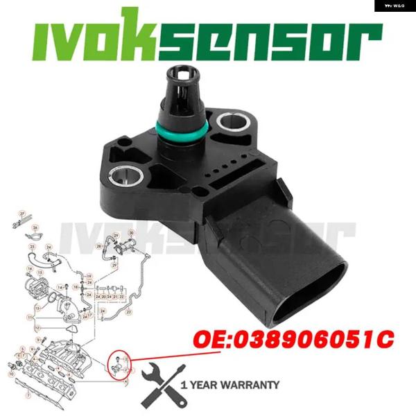 0281002401 038906051C バーマップセンサー吸気ブースト圧 DRUCKSENSOR VW ビートル ゴルフ ジェッタ パサート トゥアレグ ティグアン CC 1.9 カスタム パーツ アクセサリーHigh-concerne...