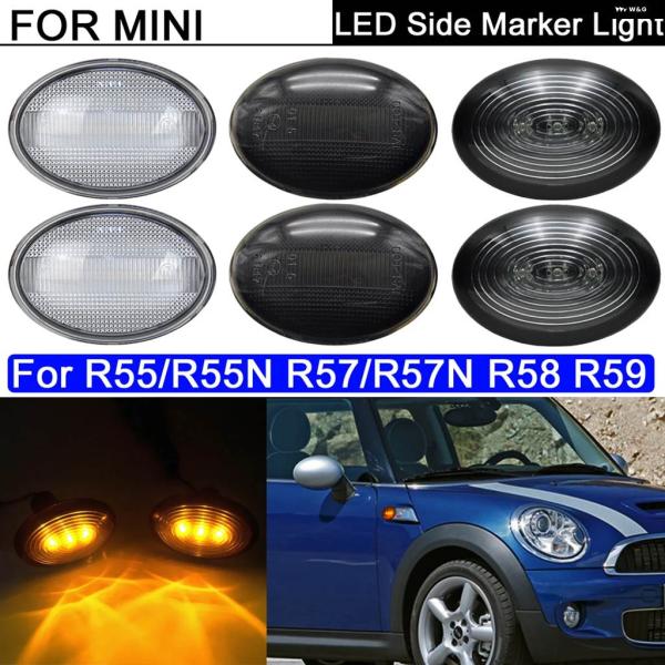 2個 LED サイドマーカーランプ アンバー ウィンカーライト ミニ R55 R55N クラブマン クーペ R57 R57N コンバーチブル R58 クーペ R59 ロードスター カスタム パーツ アクセサリーFor Vehicle Bra...