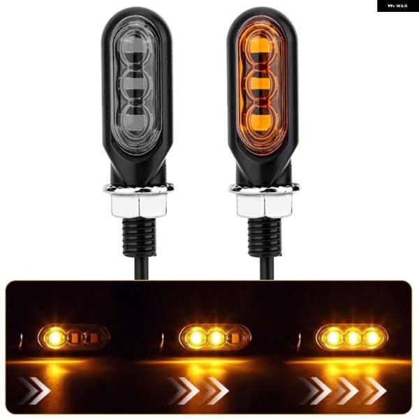 オートバイ ミニLED ウィンカーライト アンバー フローイングランプ アフリカツイン1100 トライアンフ ストリートツインLTZ400用 カスタム パーツ アクセサリーBattery Included:NoHigh-concerned ...