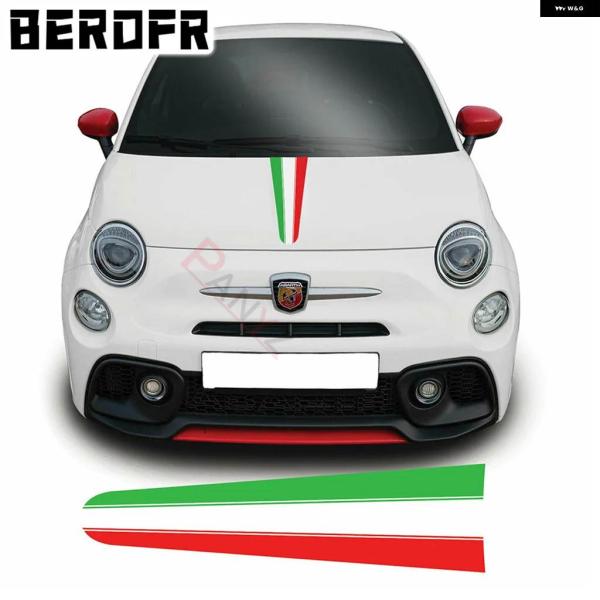 フィアット 500 595 ボンネット ストライプ デカール ステッカー カスタム パーツ アクセサリーHigh-concerned chemical:NoneCategory:StickersType Of Sticker:Car Bod...