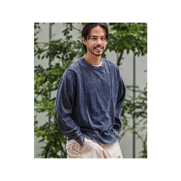 182cmB93cm-W75cm-H92のモデルがMサイズを着用。ヘビーオンス天竺にケミカルウォッシュ加工をかけたカットソー。リメイクのような切替を随所に施しデザイン性の高いアイテムに仕上がっています。サイズ感は程よいリラックスフィットにな...