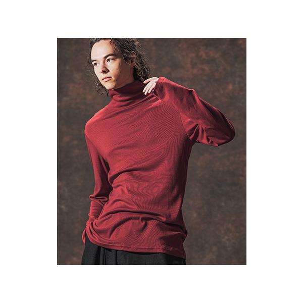 175cmB83cm-W66cm-H87cmのモデルがMサイズを着用。伸縮性に富んだ生地を使用したタートルネックカットソー。少しの起毛加工あり。レーヨン混の生地なので、肌触りなめらか。着丈、袖丈長め。カラーアクセントとしても使えるカラー展開...