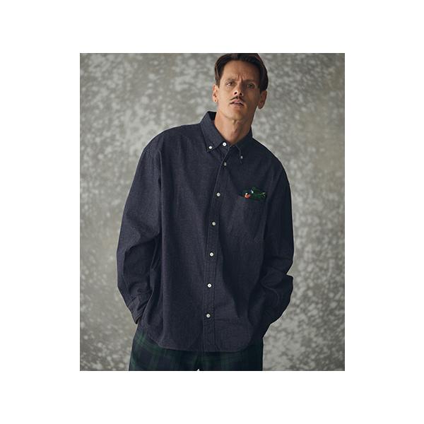 176cmB93cm-W73.5cmのモデルがLサイズを着用。■デザインデニムの名産地である広島県福山市のMADEINJAPAN生地を使用したデニムシャツ。人体構造に合わせた立体的なパターンで着用感の良いAラインのビッグシルエットを採用。程...