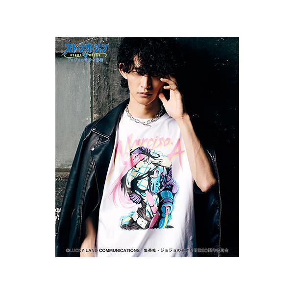 アニメ『ジョジョの奇妙な冒険ストーンオーシャン』とglambがコラボレーション。ナルシソ・アナスイの肖像をTシャツに写し出したNarciso・AT-shirts。モチーフとなったのはキャラクターを象徴する『祝福しろ』のシーン。ヴィンテージロ...