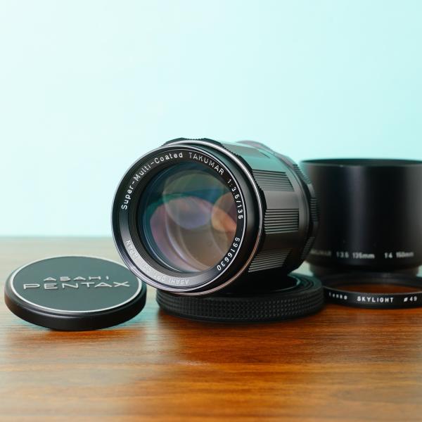 【美品/完動品】Super-multi-coated Takumar 135mm f3.5 M42マウント ペンタックス SMC 銘玉 中望遠 動作確認済 内部クリア 純正フード付 #SMC135PENTAXの銘玉「Super-multi-...