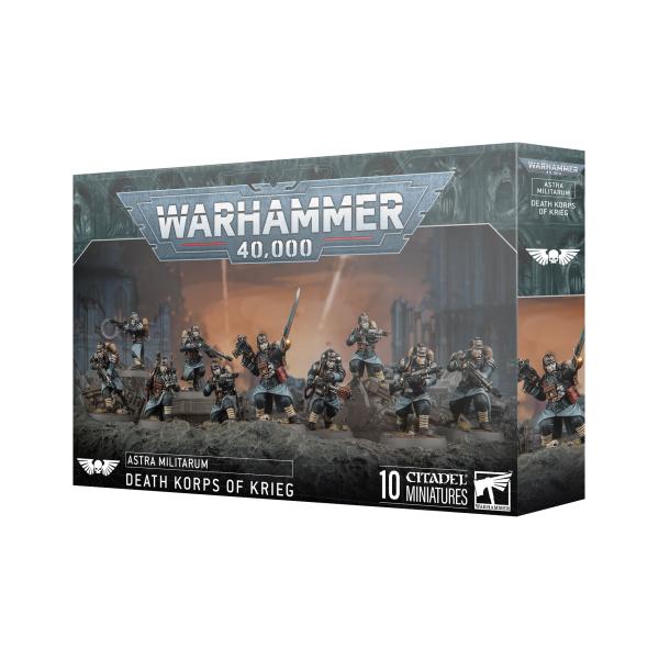 デスコーア・オブ・クリーグの歩兵10体を収録したウォーハンマー40,000用ミニチュアキットです。ガスマスクと重装備を特徴とする精鋭部隊で、防衛戦や消耗戦に強いユニット。ウォッチマスターや特殊武装（プラズマガン、メルタガン、フレイマー等）を...