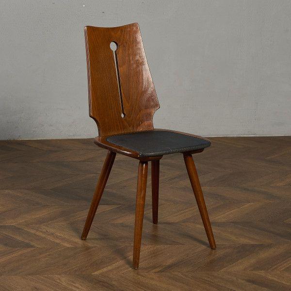 サイズ（単位mm）：- 幅 415 奥行き 525 高さ 915 座高 475主な素材：- 天然木- ブナ- プライウッド- 合成皮革ブランド：シュテルカー Stoelckerデザイナー：-年代：-コンディション：★★★★ 目立った傷や汚れなし