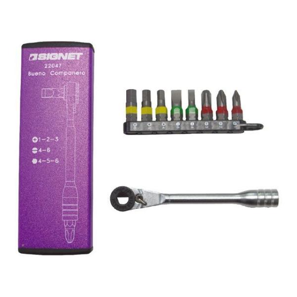 ●メーカー名：シグネット / SIGNET●商品名：ミニラチェセット●ケースカラー：パープルメーカー品番：22047JANコード：4712818972764■ミニラチェット ■プラスビット：＃1・2・3 ■マイナスビット：4・6mm ■HE...