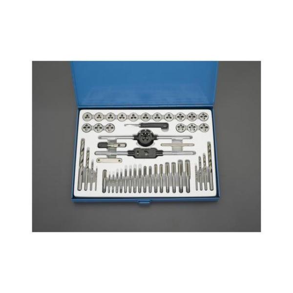 ●メーカー名：エスコ / ESCO●商品名：M 3-M12 タップダイスセット（ドリル付）メーカー品番：EA829VX-21JANコード：4548745257021備考■材質…タップ・ダイス：アロイスチールドリル：HSS■タップサイズ…・メ...