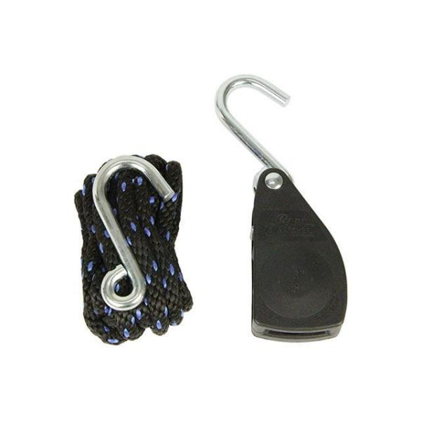 ●メーカー名：JSH(ジェイエスエイチ)●商品名：ロープラチェットメーカー品番：JSRU-9JANコード：4963360826931ポリプロピレン。鋼。ロープ：9mm×2.4m。使用荷重：115kg。ラチェット機能がついたロープ締機です。引...