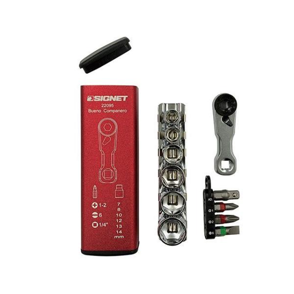 ●メーカー名：シグネット / SIGNET●商品名：22095 10個組 1/4DRビット・ソケット・アダプター 60ギアウルトラショートスクエアミニラチェセット 工具ケース付（レッド）メーカー品番：22095JANコード：47128189...