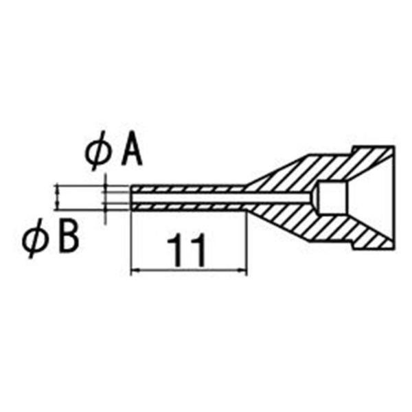 ●メーカー名：エスコ / ESCO●商品名：φ1.0/φ2.3mm 交換用ノズル（EA323MA-1A用）メーカー品番：EA323MA-23JANコード：4550061043554内径：1.0mm外径：2.3mm先端長：11mmEA323M...