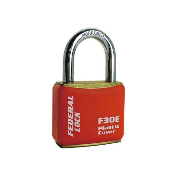 ●メーカー名：フェデラル / FEDERAL●商品名：F30E-R-KA303-P シリンダー南京錠（同一キー）メーカー品番：F30E-R-KA303-PJANコード：4545301101842レッド本体：黄銅 ツル：鉄■鍵：2個付 ■幅（...