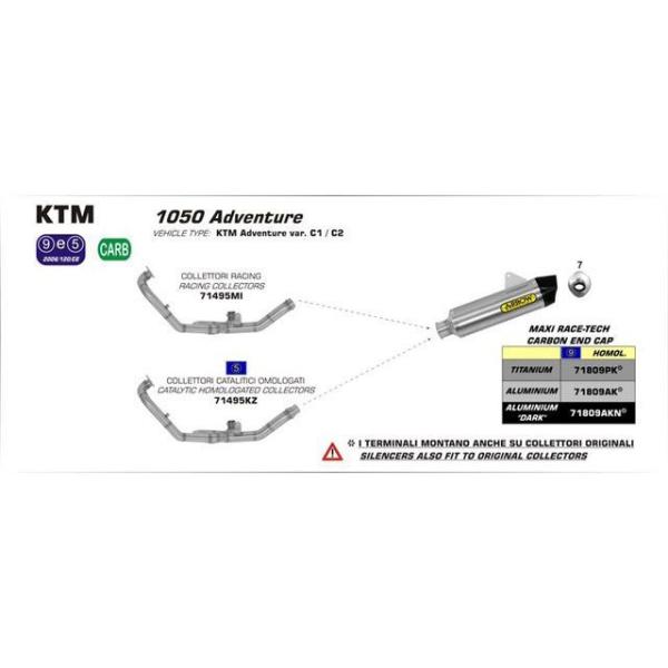●メーカー名：アロー / ARROW●商品名：KTM 1190 ADVENTURE R 13 HOMOLOGATED TITA NIUM MAXI RACE-TECH SILENCER WITH CARBON END CAP FOR ORI...