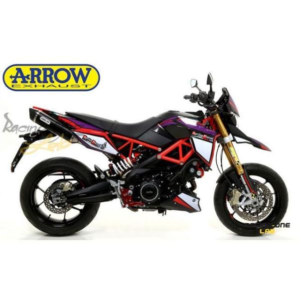 ●メーカー名：アロー / ARROW●商品名：Aprilia Dorsoduro 900 2017-19 Thunder ダークアルミエキゾースト （Eマーク） カーボンエンドキャップ（Dx-Sx）＋ 1：2 ステンレスリンクパイプ ｜ 7...