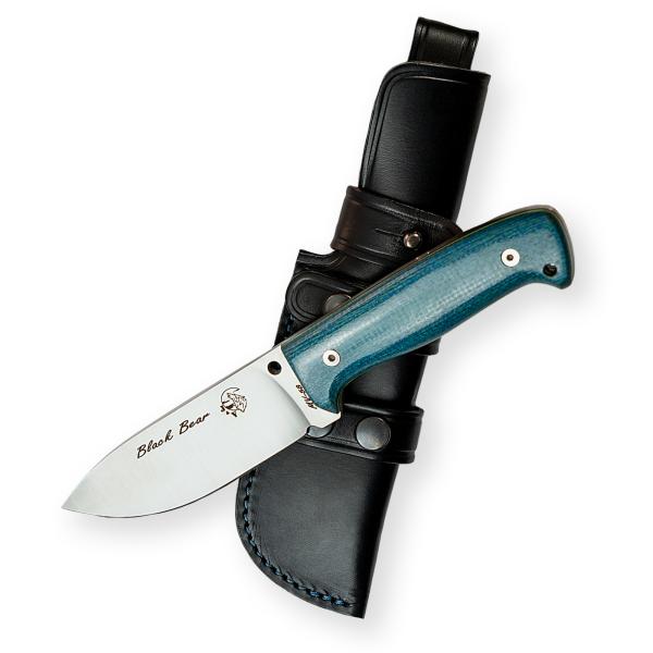 刃長11cm MV-58スチールブレードを使用したフルタングナイフ。フラットタングの為、食材カットから焚き火周りの作業までオールマイティにこなせます。ターコイズマイカルタハンドル、ストラップホール付き。ブラックレザーのマルチポジションシース...