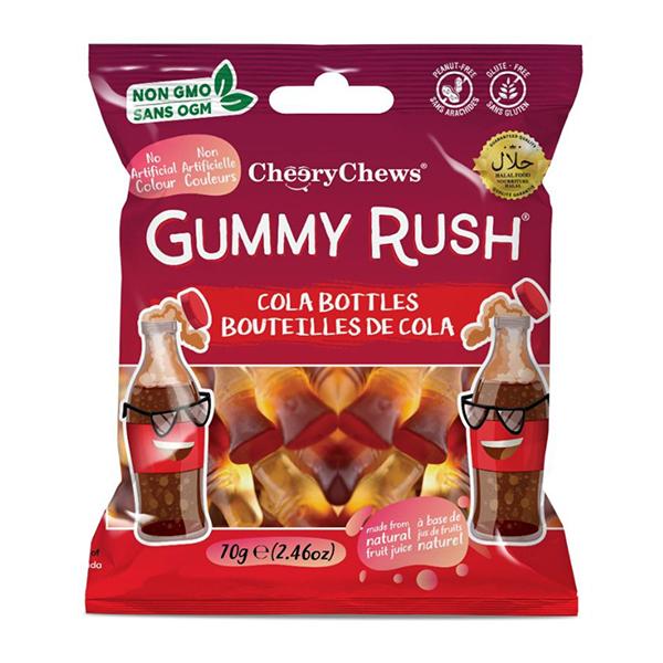 【グミーラッシュ　コーラボトル】●透明なコーラボトルに発泡するコーラが封入されている様子を再現した製品です。パンチの効いたコーラの味わいをお楽しみいただけるグミです。●原材料：グルコースシロップ、砂糖、ゼラチン、りんご濃縮果汁/pH調整剤、...